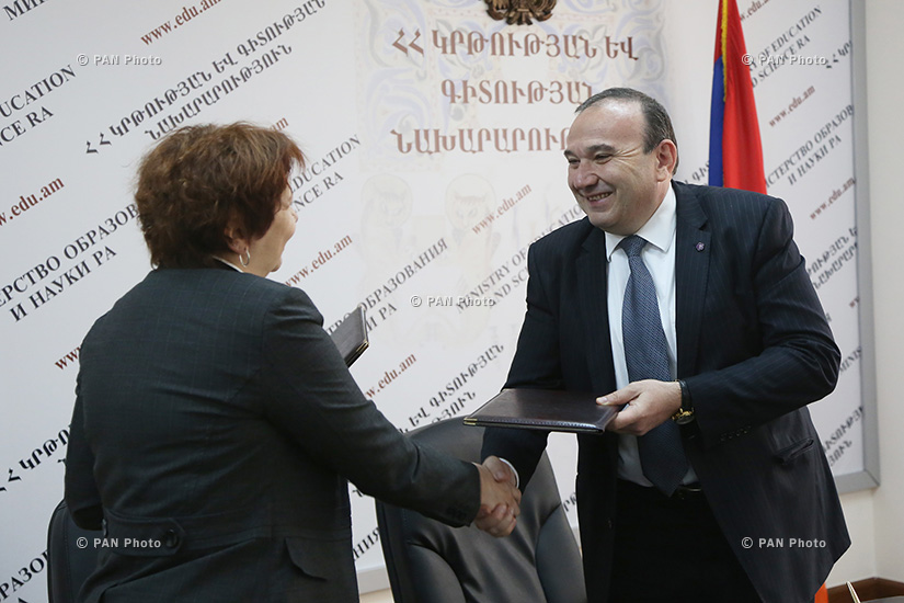RA Minister of Education and Science Levon Mkrtchyan and Executive ...